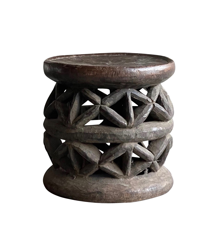 Balsamo Antiques | 1950's African Carved Stool / Cocktail Table
