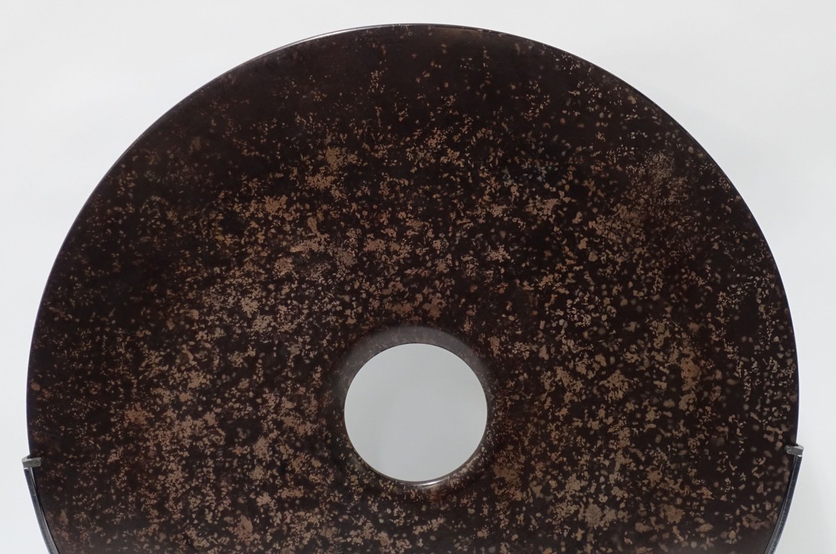Balsamo Antiques | Contemporary Chinese Set of Two Brown Stone Discs