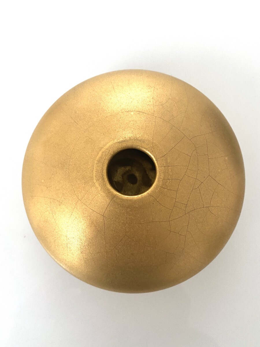 Balsamo Antiques | Contemporary American Matte 22K Gold Stoneware Vase