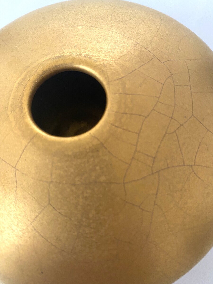 Balsamo Antiques | Contemporary American Matte 22K Gold Stoneware Vase