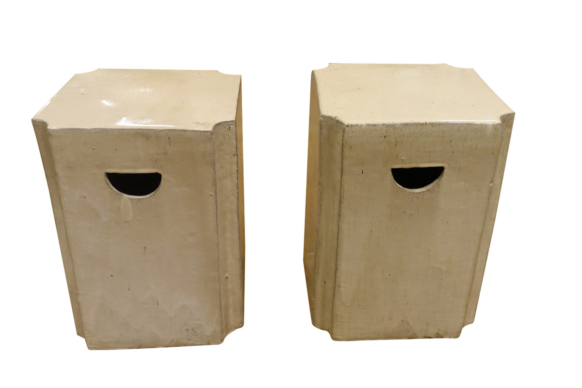 Balsamo Antiques | Contemporary Chinese Pair Square Glazed Terra Cotta ...