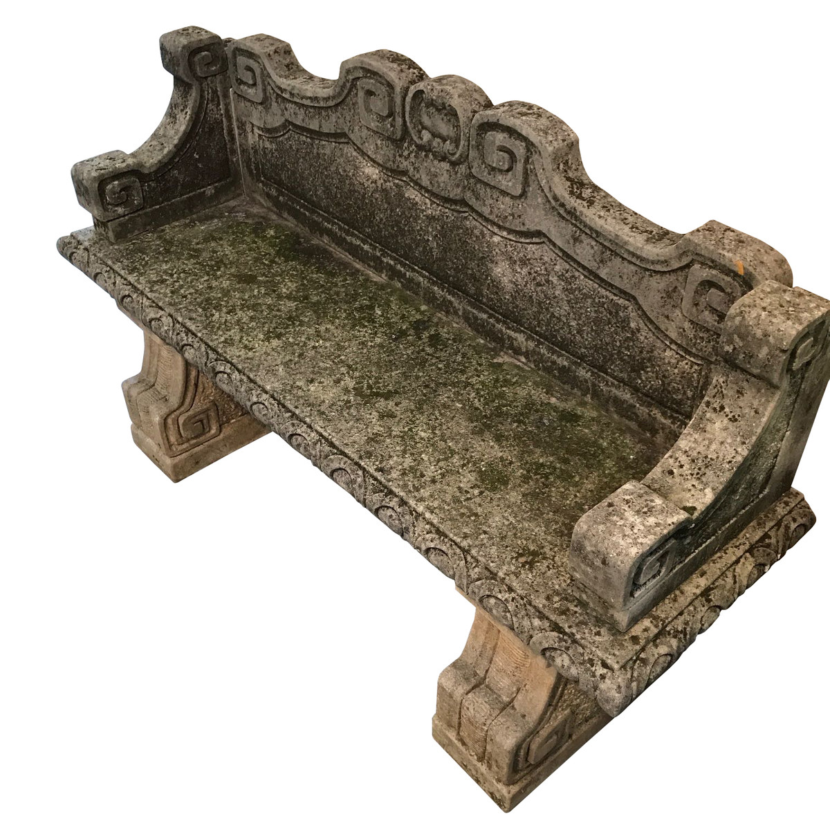 Balsamo Antiques | 1920's Italian Vicenza Stone Bench WIth Back