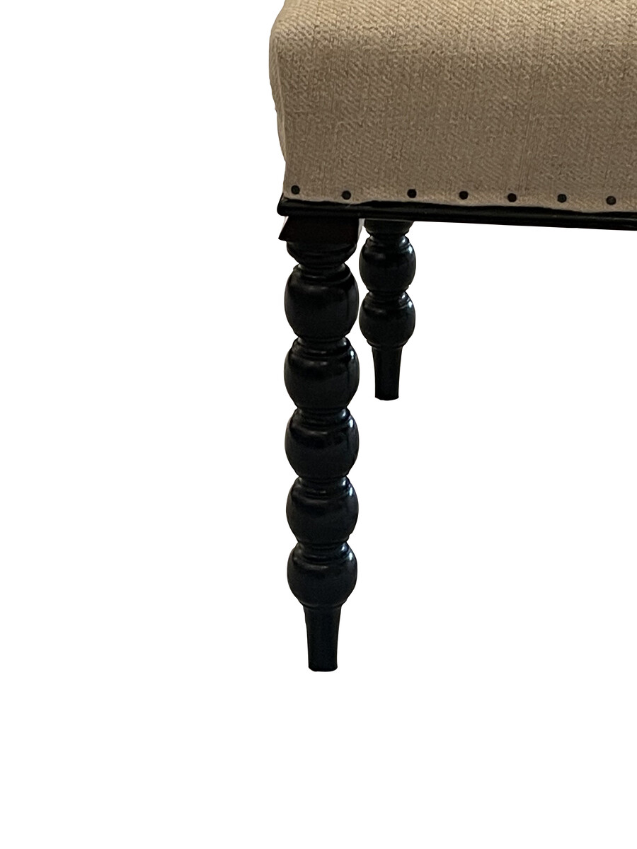 Balsamo Antiques | 1870c English Ebonized Spool Leg Foot Stool