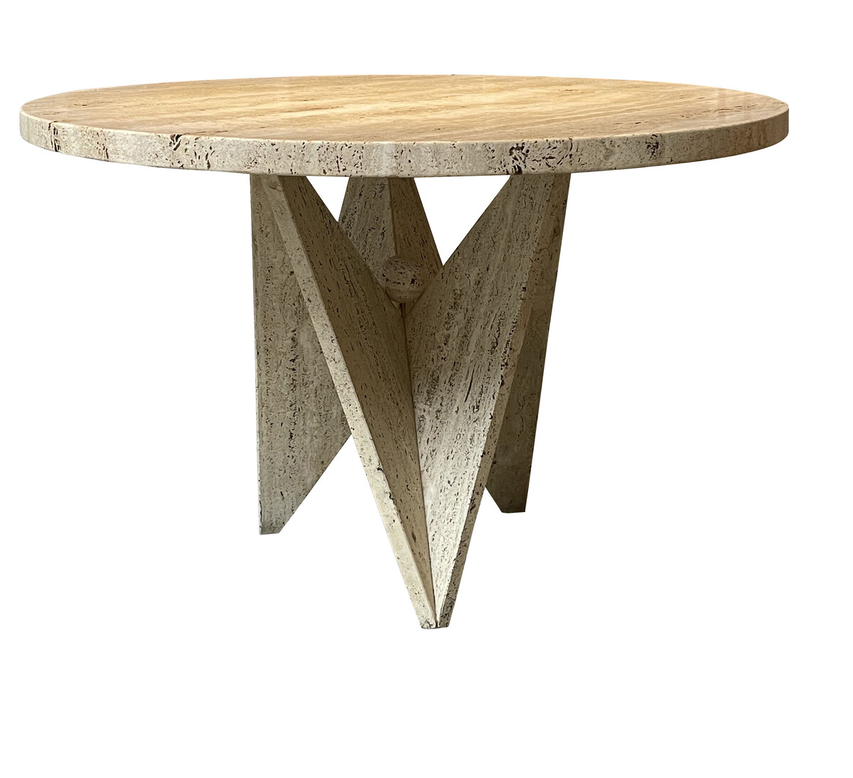 Balsamo Antiques | 1970's Spanish Round Travertine Dining Table