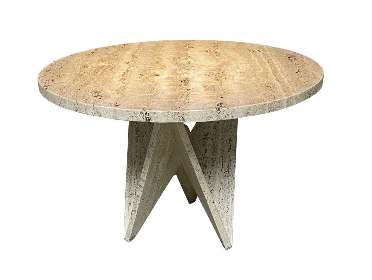 Balsamo Antiques | 1970's Spanish Round Travertine Dining Table