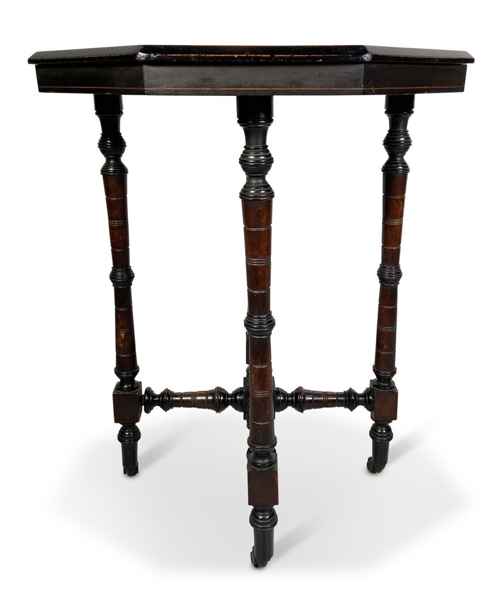 Balsamo Antiques | 1890c English Hexagonal Side Table